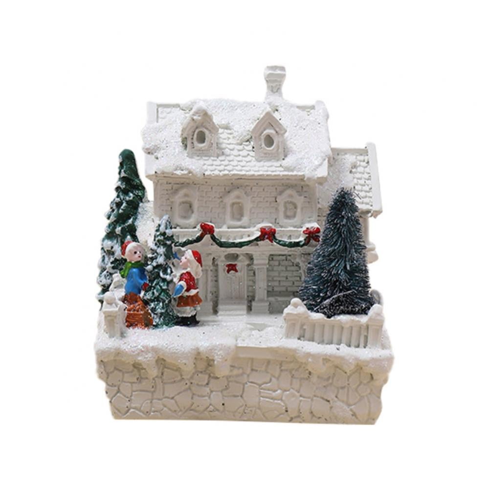 Popvcly Christmas Village LED Santa House Resin Collectible Building ...