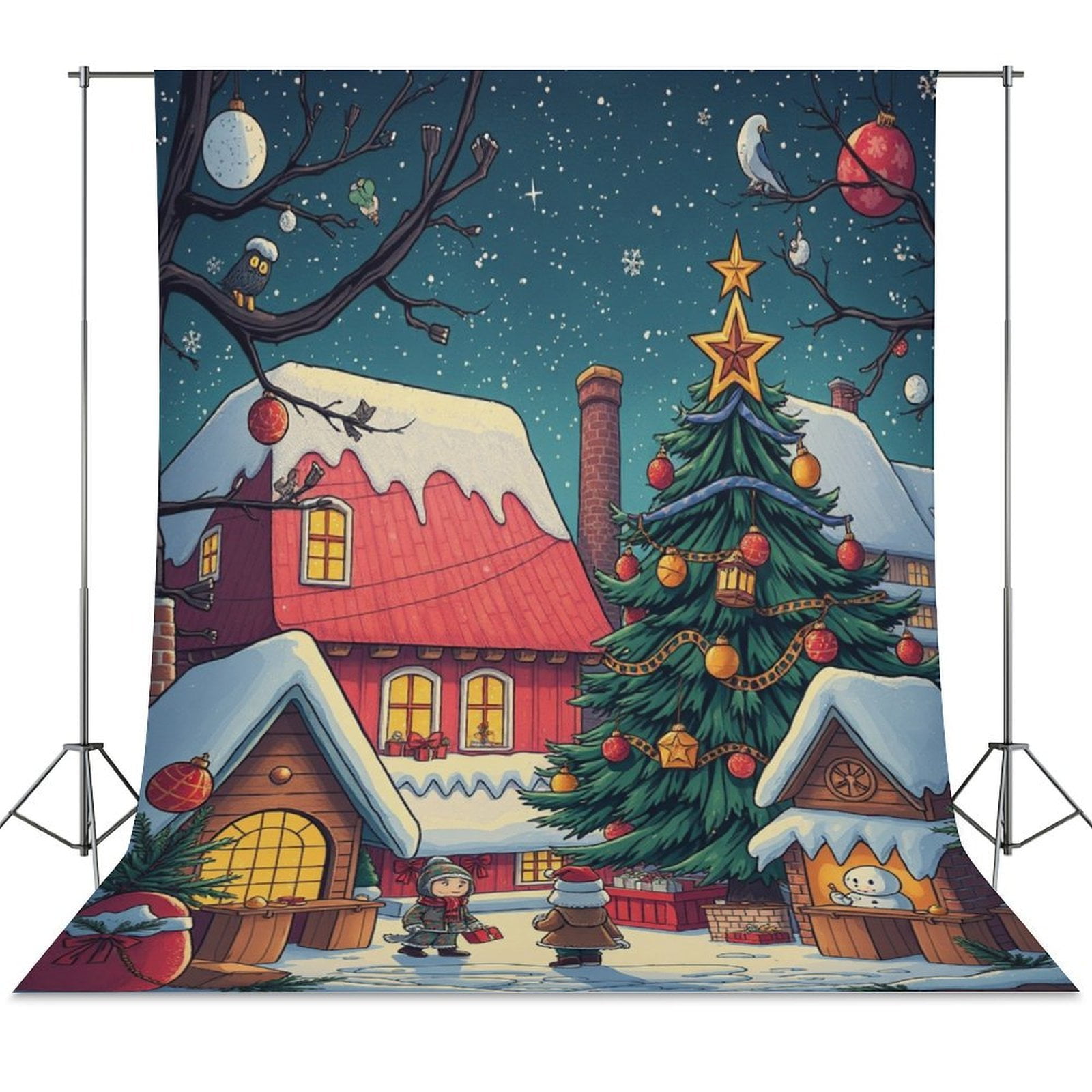 Christmas Village Scene Decorations BackdropPortrait Photography ...