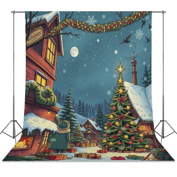 Christmas Village Scene Party Backdrop Birthday Decoration Backgrounds ...