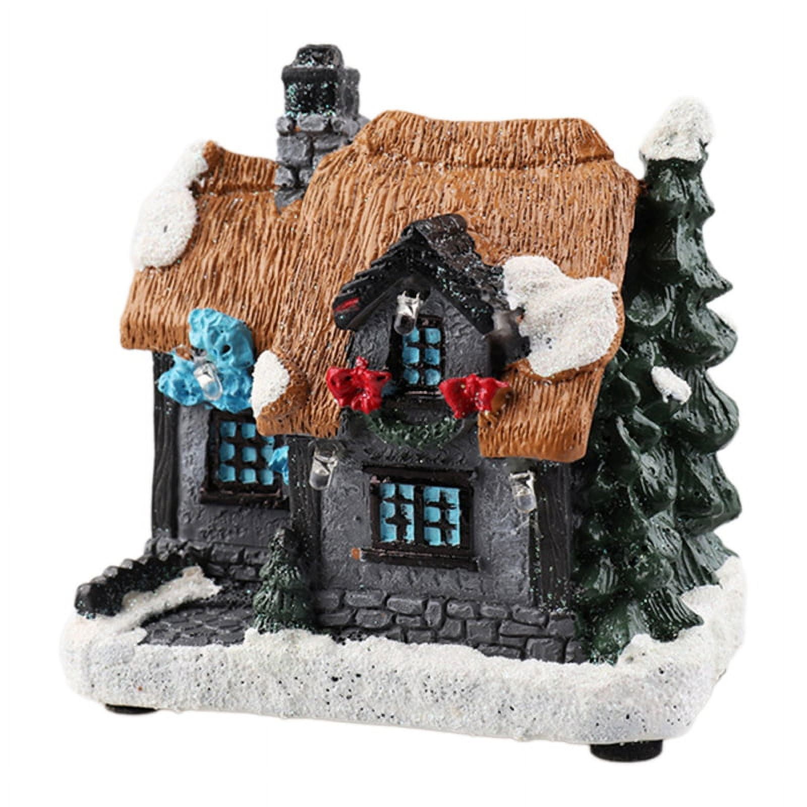 Christmas Village Sets, Mini Light up Resin House Battery Operated Glow ...