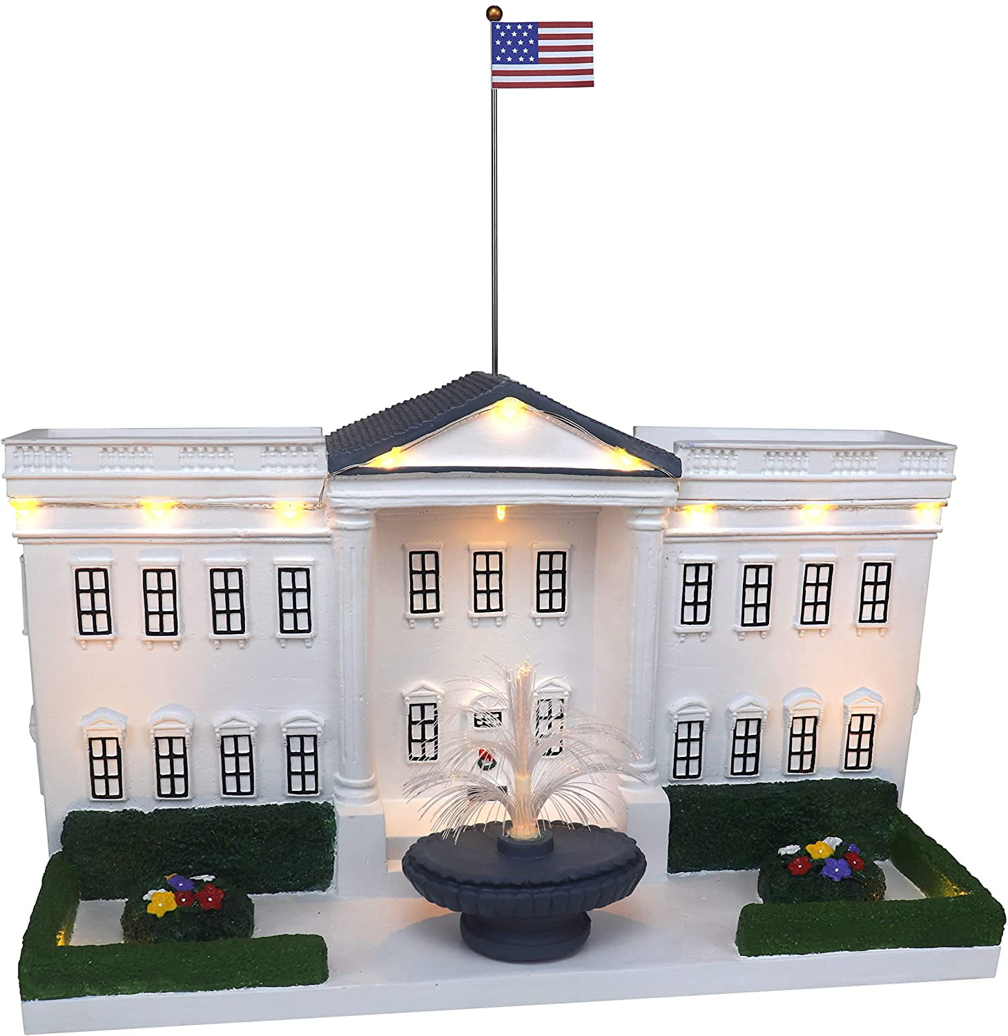 Christmas Village White House Lighted Musical Snow Village Collectible ...