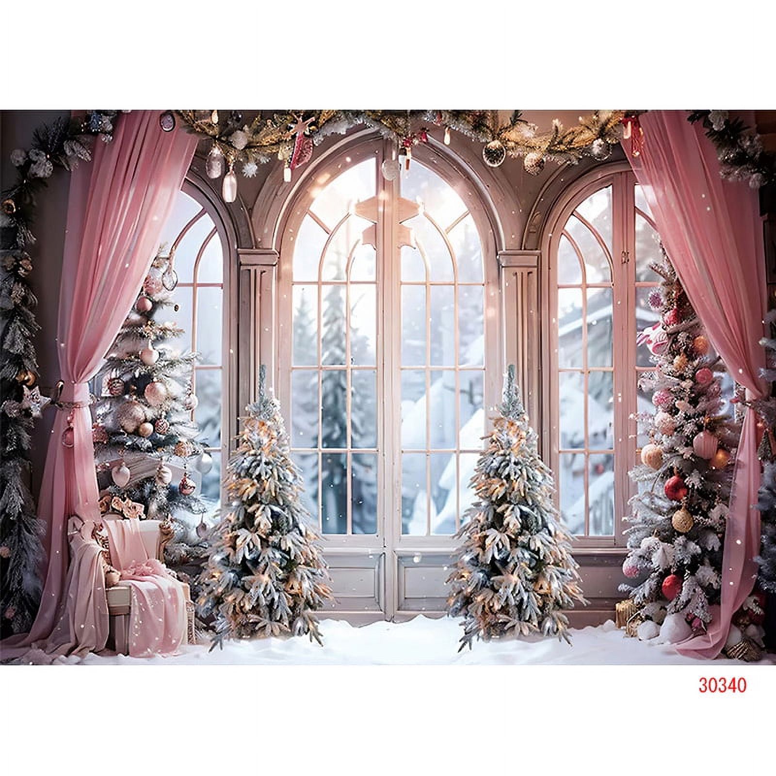 Christmas Village Wooden Gate Digital Photography Backdrop Prop Snow Party Celebration Studio ...
