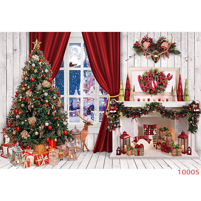 Christmas Village Wooden Gate Digital Photography Backdrop Prop Snow Party Celebration Studio ...