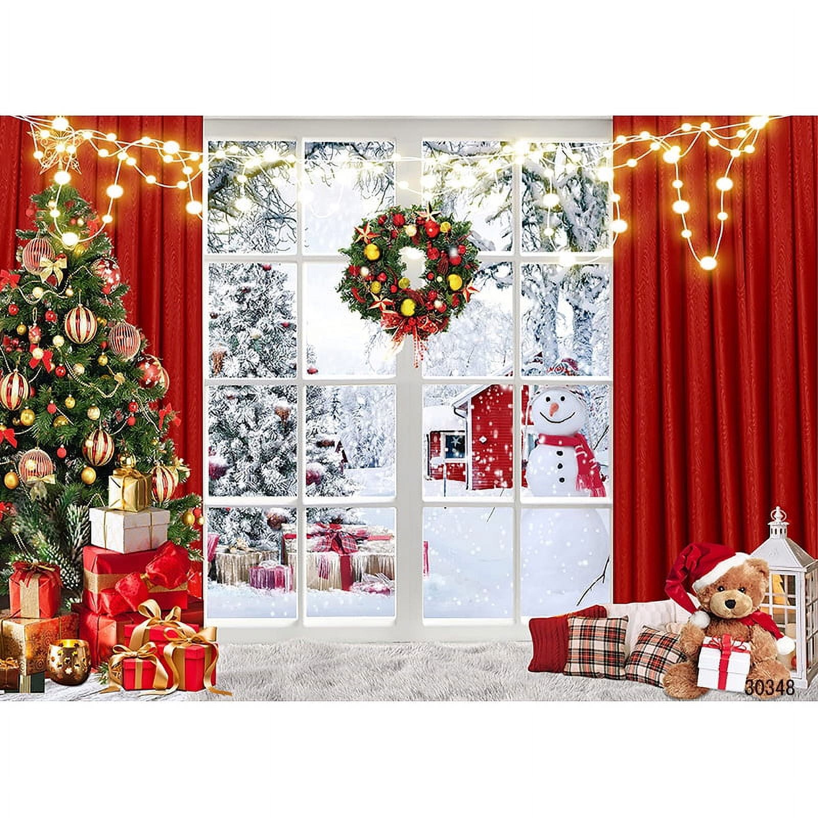 Christmas Village Wooden Gate Digital Photography Backdrop Prop Snow Party Celebration Studio ...