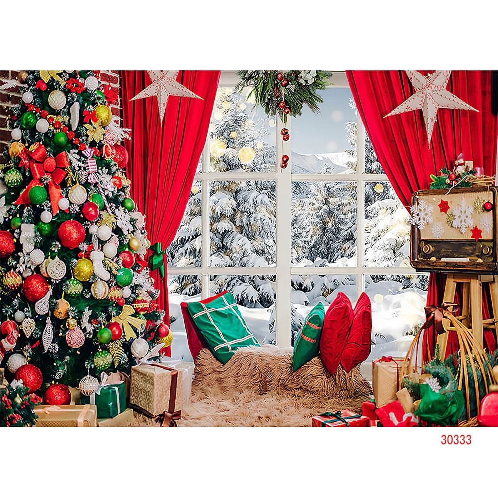 Christmas Village Wooden Gate Digital Photography Backdrop Prop Snow Party Celebration Studio ...