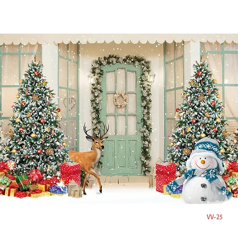 Christmas Village Wooden Gate Digital Photography Backdrop Prop Snow Party Celebration Studio ...
