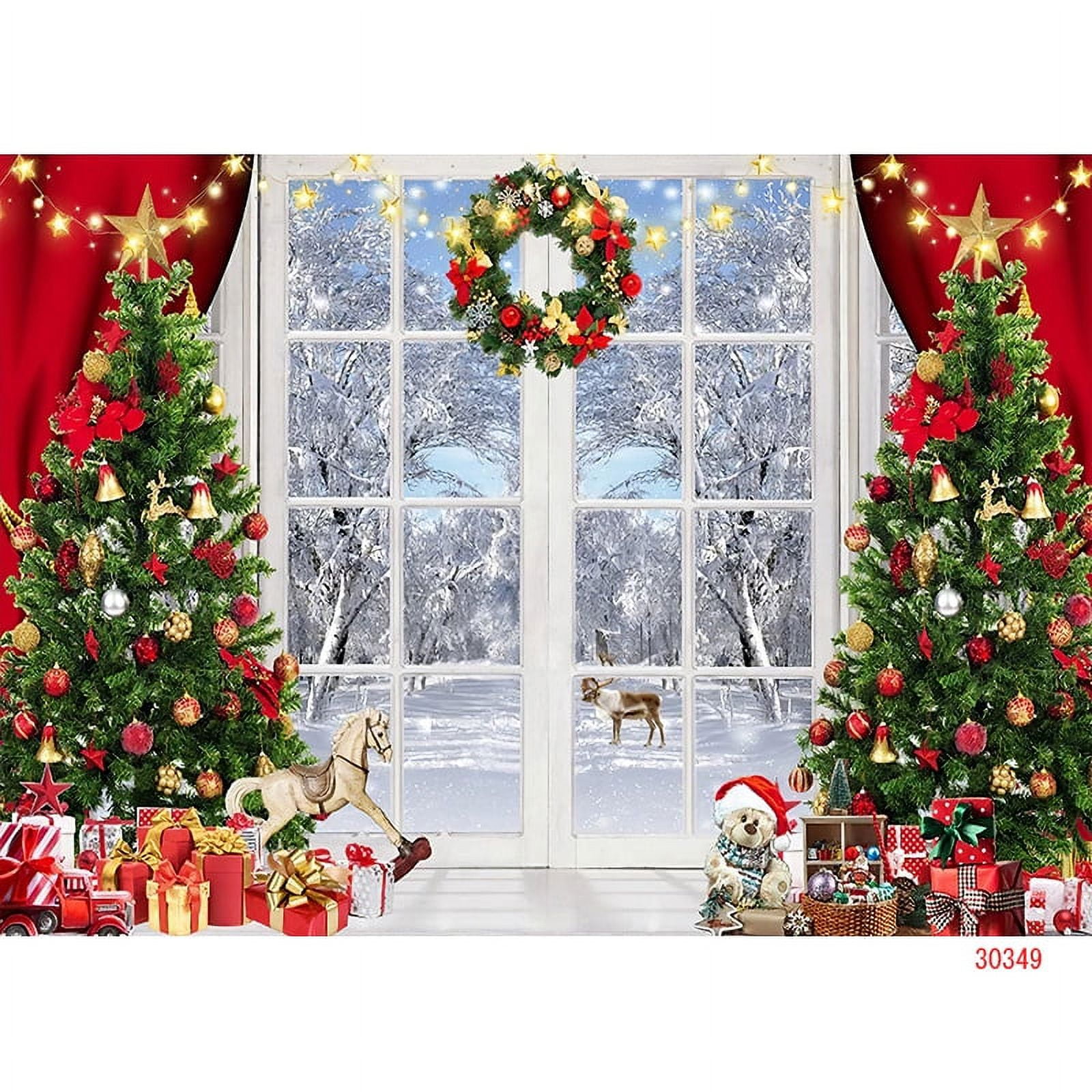 Christmas Village Wooden Gate Digital Photography Backdrop Prop Snow Party Celebration Studio ...