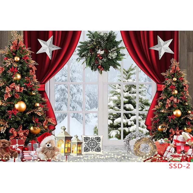 Christmas Village Wooden Gate Digital Photography Backdrop Prop Snow Party Celebration Studio ...