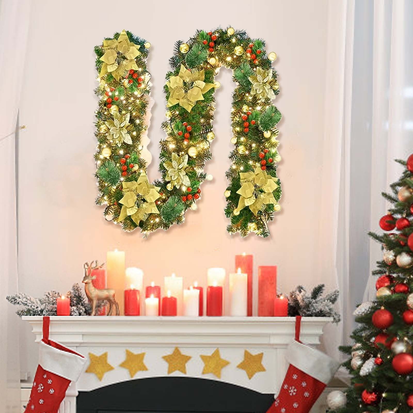 Christmas Vine Decoration PVC Pine Needle Mix 70.9x11.8in Holiday ...