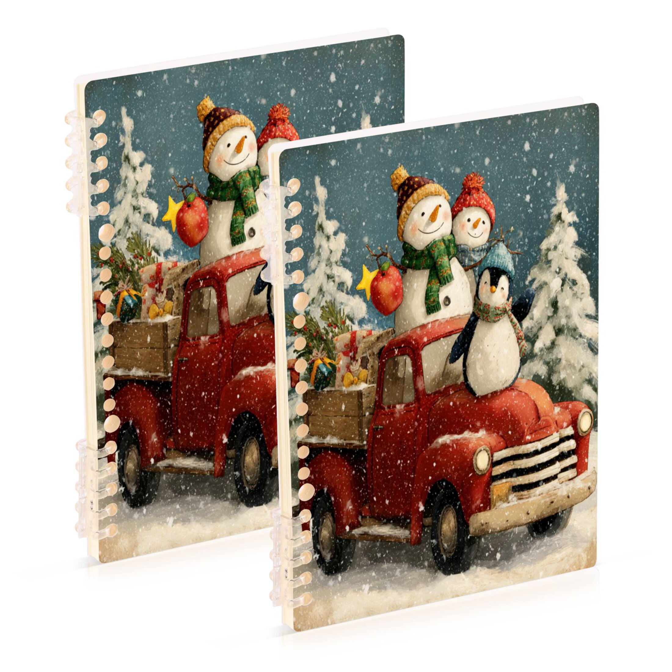 Christmas Vintage Truck Notebook College Horizontal Grid Paper 2 Pack ...