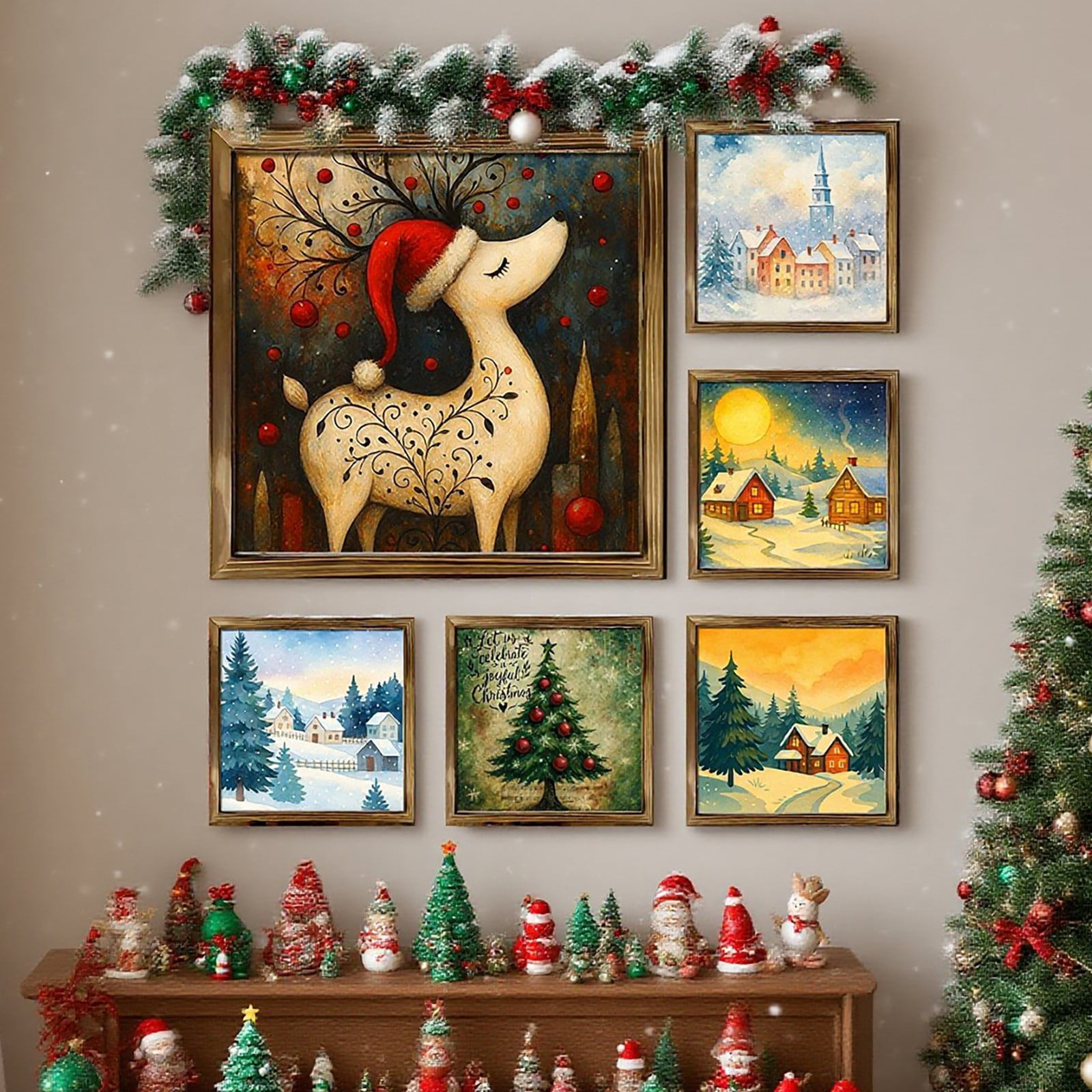 Christmas Wall Art Prints Vintage Christmas Wall Art Print, Santa ...