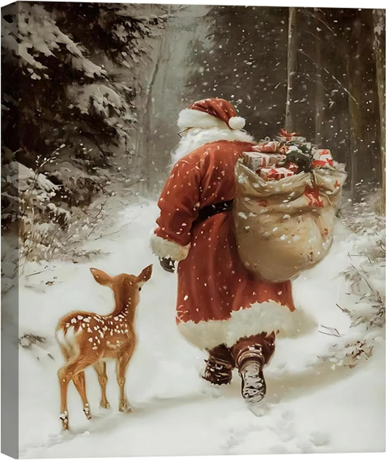 Christmas Wall Art, Santa Claus & Deer Canvas Prints, Christmas ...