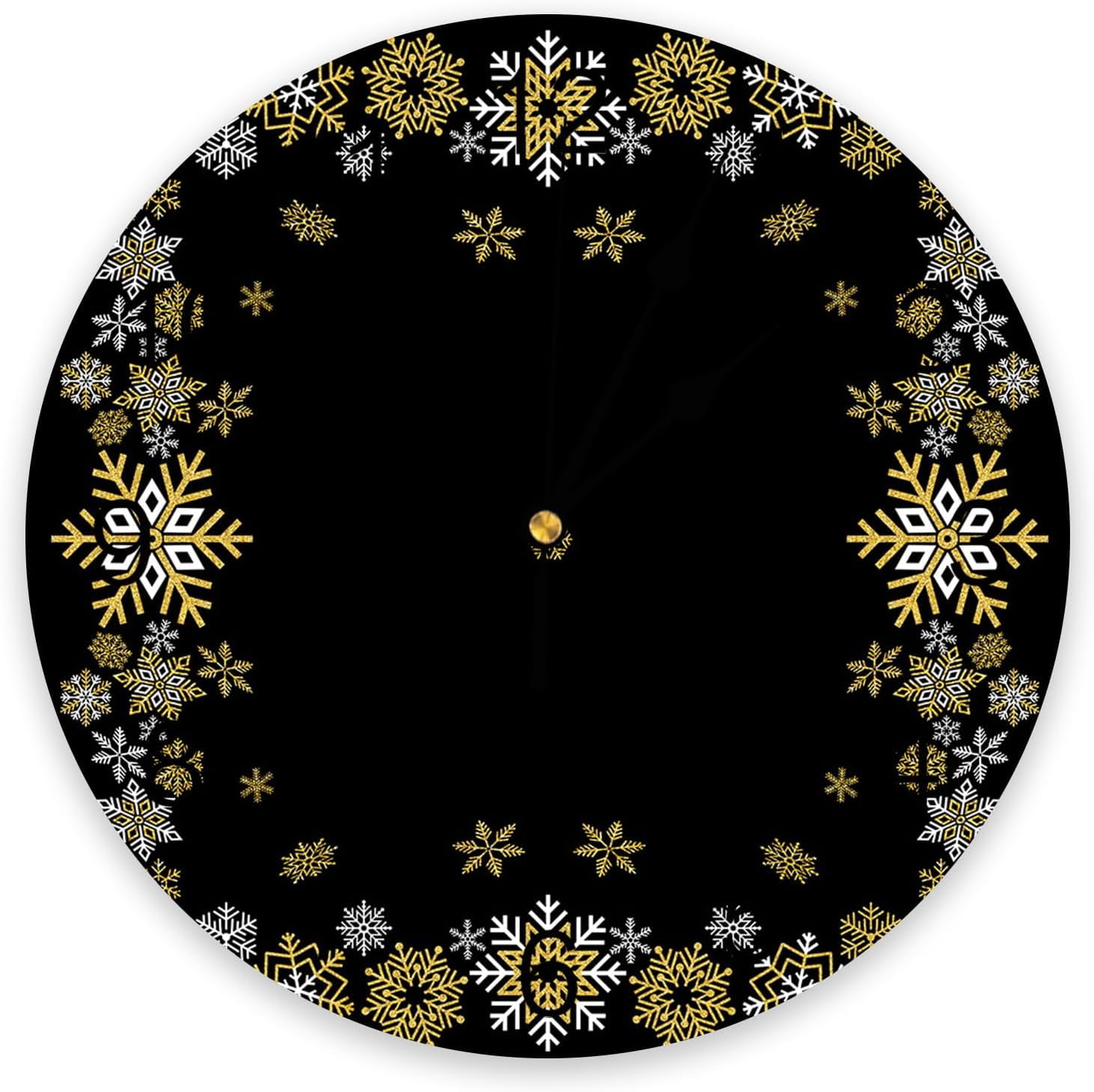 Christmas Wall Clock White Yellow Snowflake Clocks PVC Silent Non ...