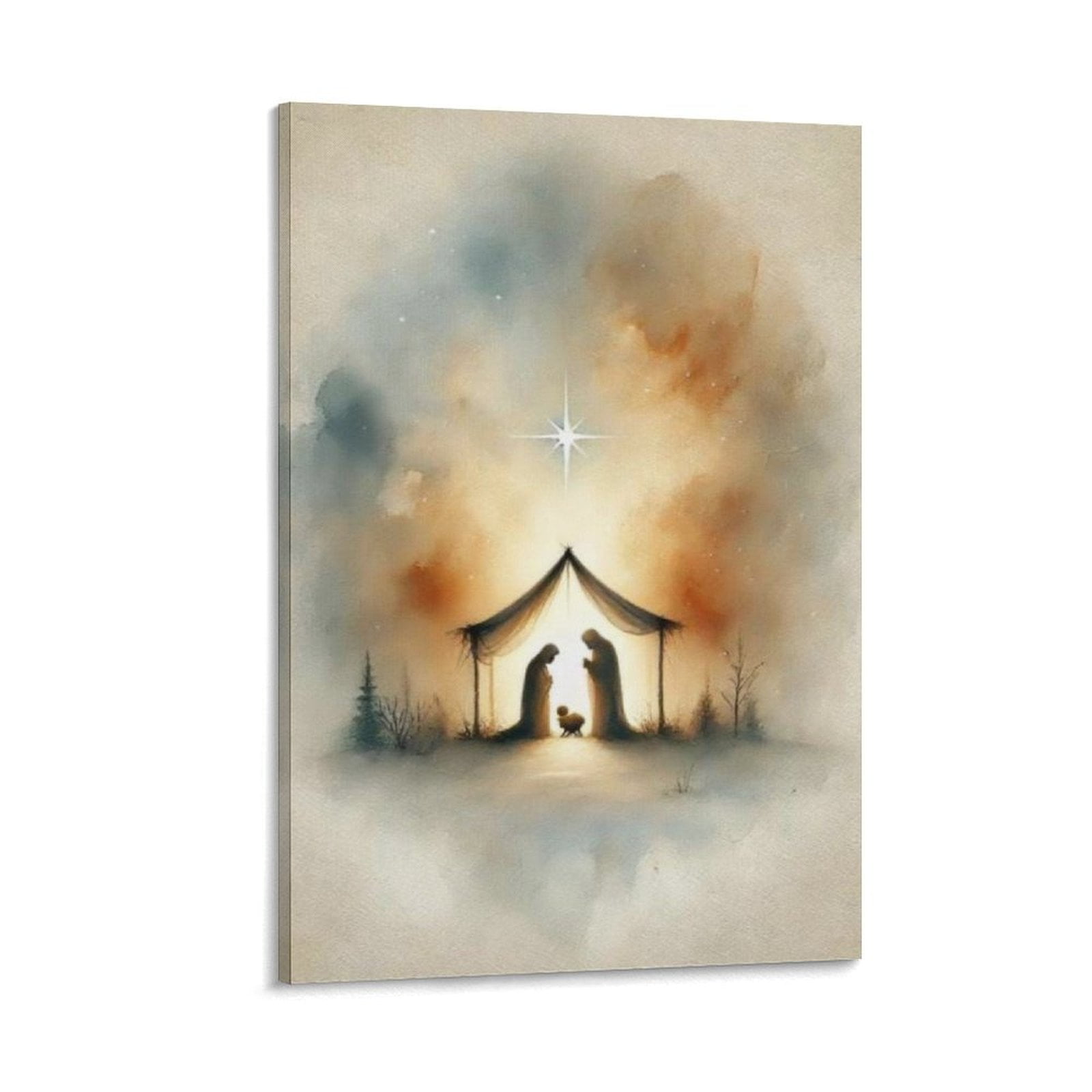 Christmas Wall Decor Art - Nativity Scene Watercolor Print Poster ...
