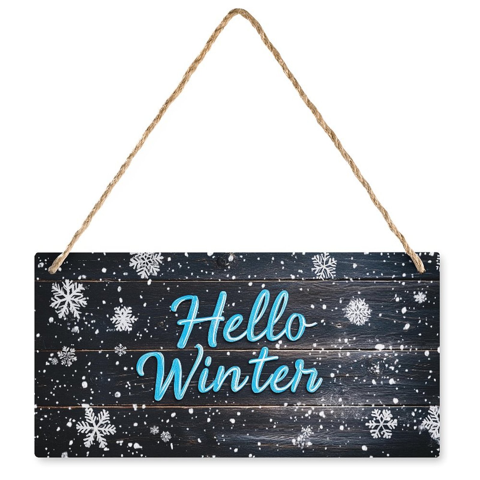 Christmas Wall Decor Sign, Hello Winter, Snowflake Rustic Christmas ...