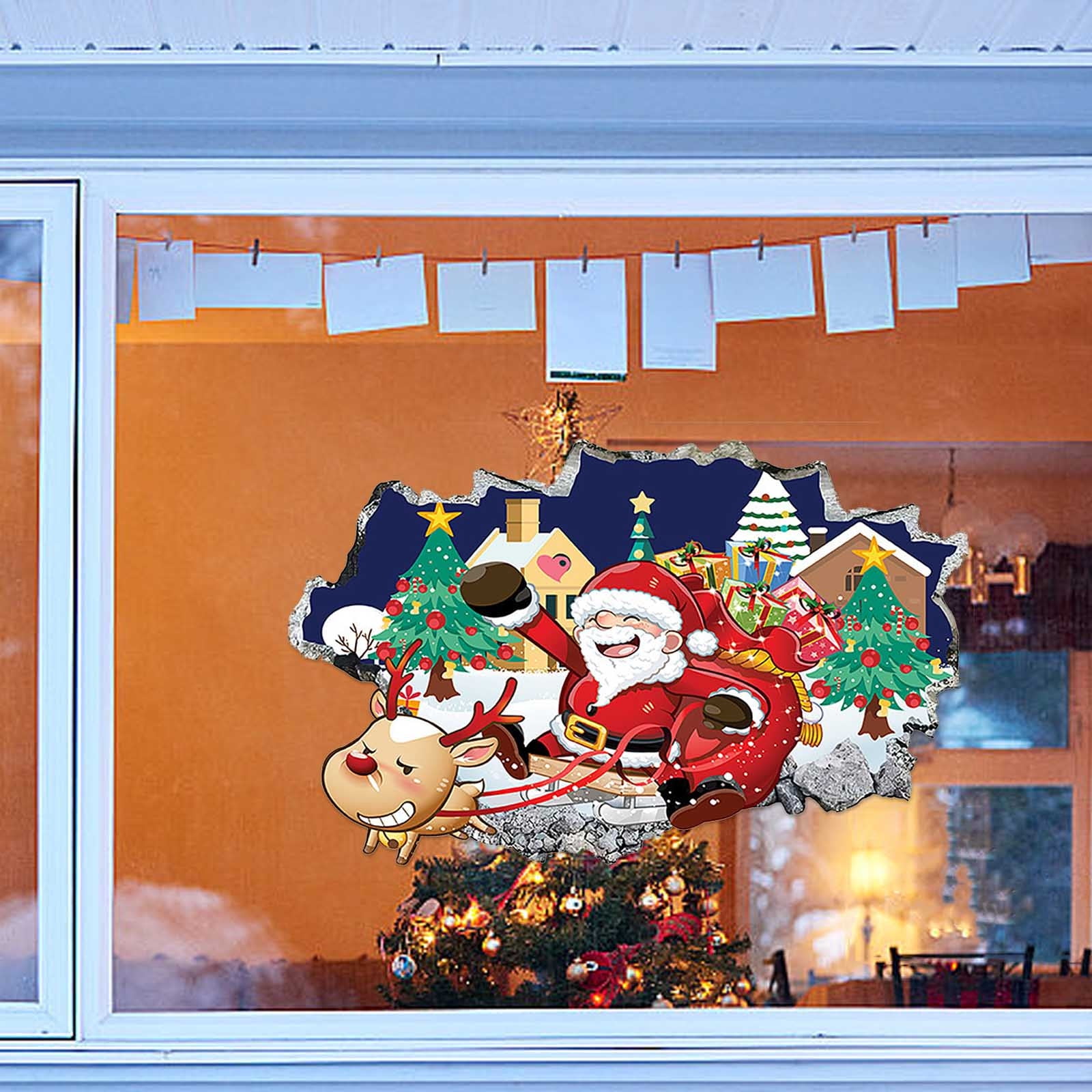 Christmas Wall Sticker,Santa Claus Broken Window Sticker Wall Stickers ...