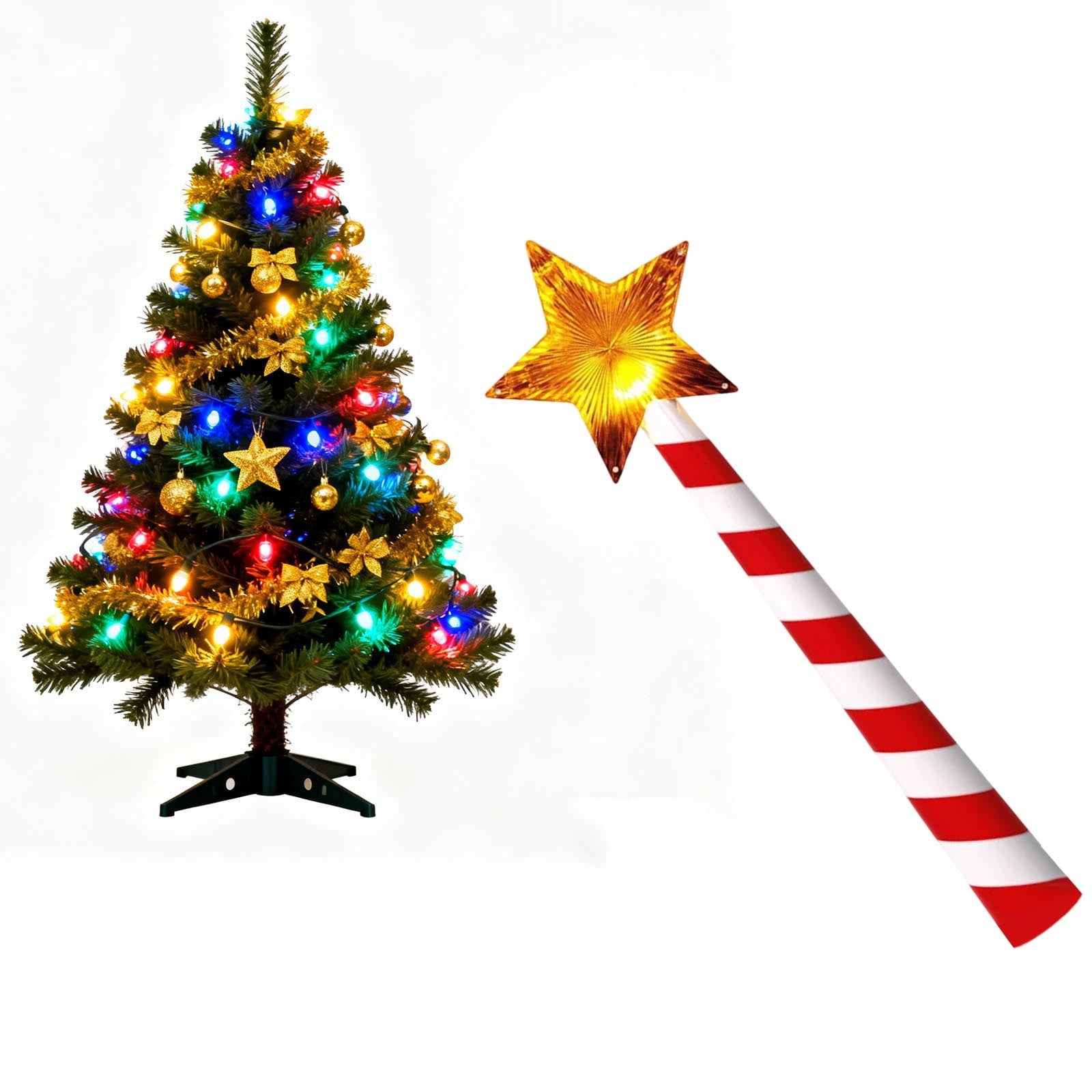 Christmas Wand Tree-shaped Light Controller, Red And White Striped Star ...