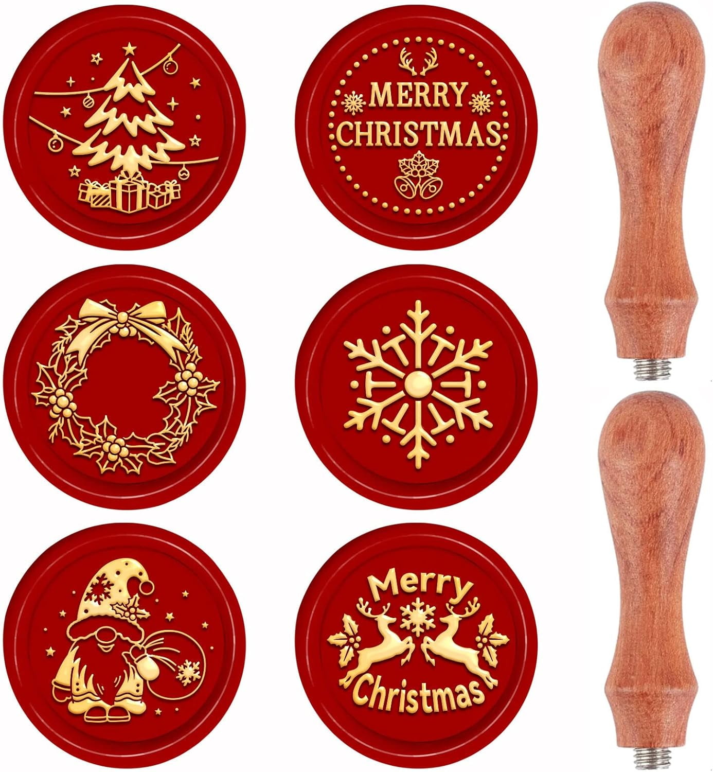 Christmas Wax Seal Stamp Set 6pcs Removable Sealing Brass Stamp Heads ...