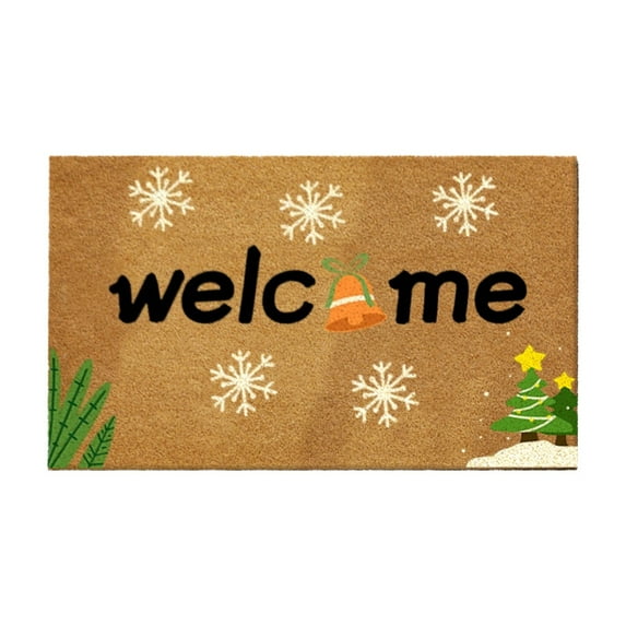 Christmas Welcome Door Mat Polyester Holiday Entry Rug With Snowflake ...