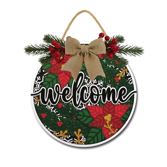 Christmas Welcome Front Door Sign Funny Wreaths Hanging Wooden Plaque ...