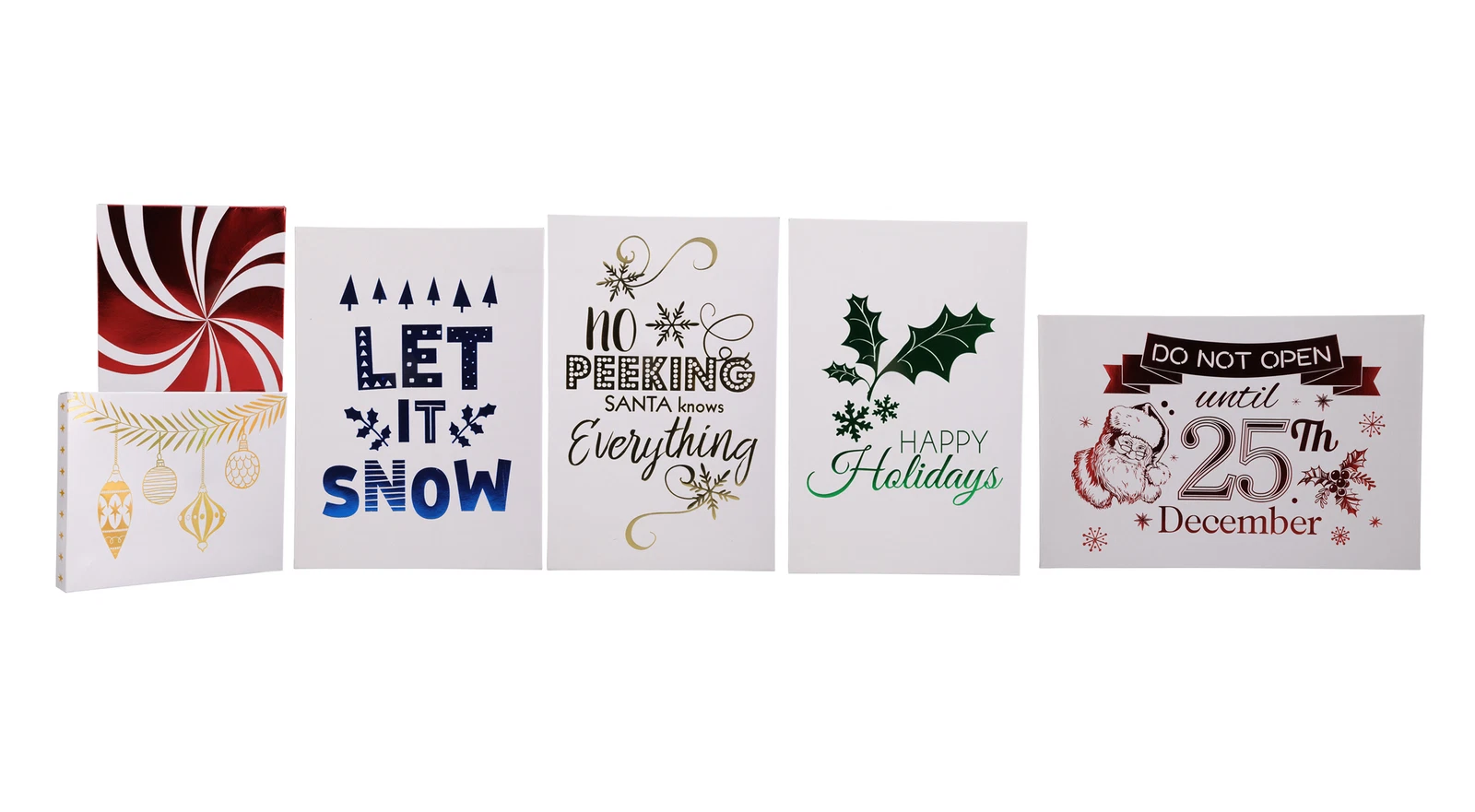 Christmas White Kraft Assorted Sized Gift Boxes With Foil Stamp (Pack ...