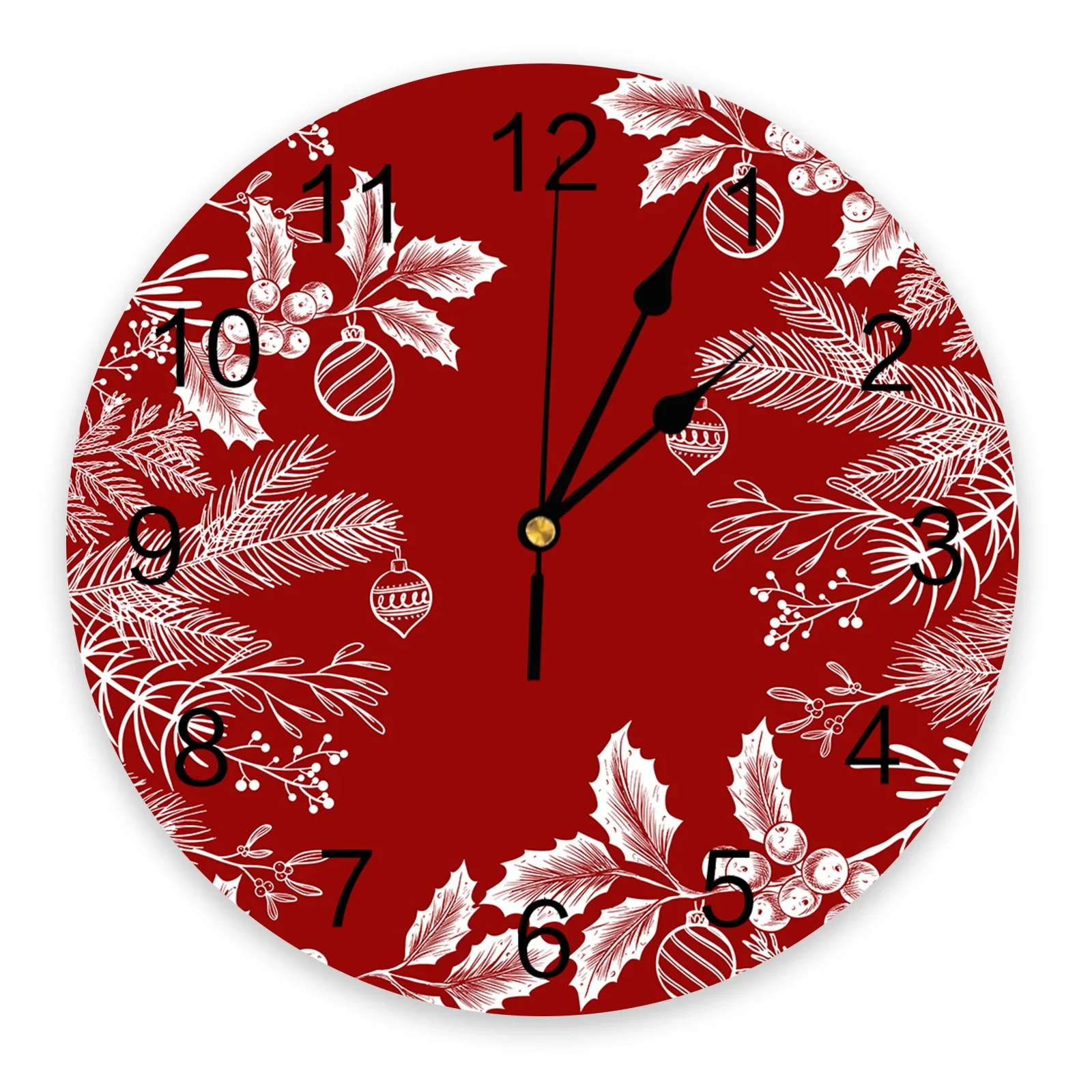 Christmas White Pine Needle Leaves Wall Clock Dinning Restaurant Cafe ...
