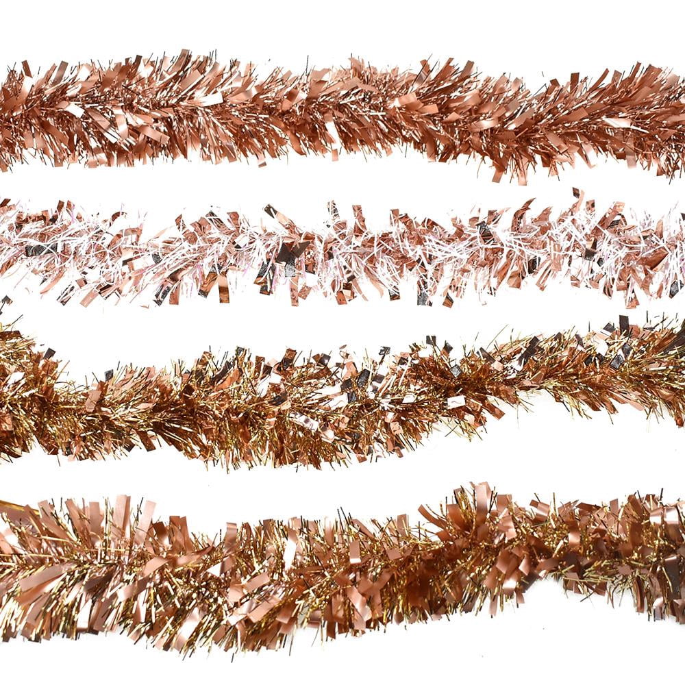 Christmas Wide Plain and Thin Tinsel Garlands, 7-1/2-Feet, 4-Piece ...