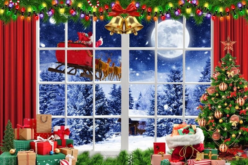 Christmas Window Backdrop White Windows Red Curtains Christmas Taming ...