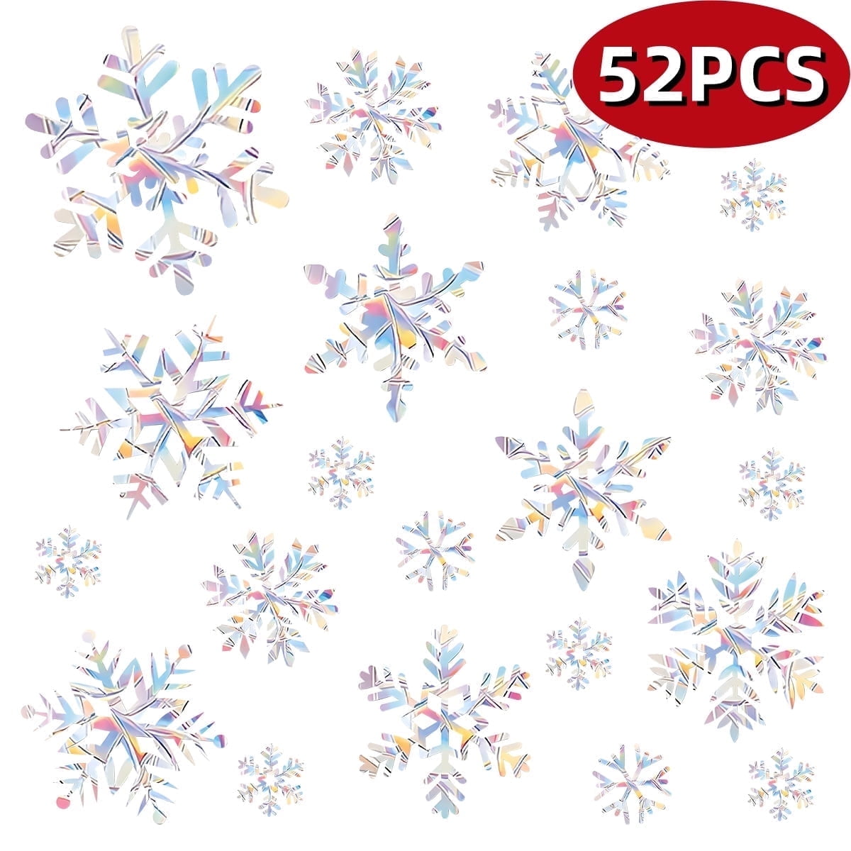 Christmas Window Clings Christmas Rainbow Prismatic Winter Snowflake ...