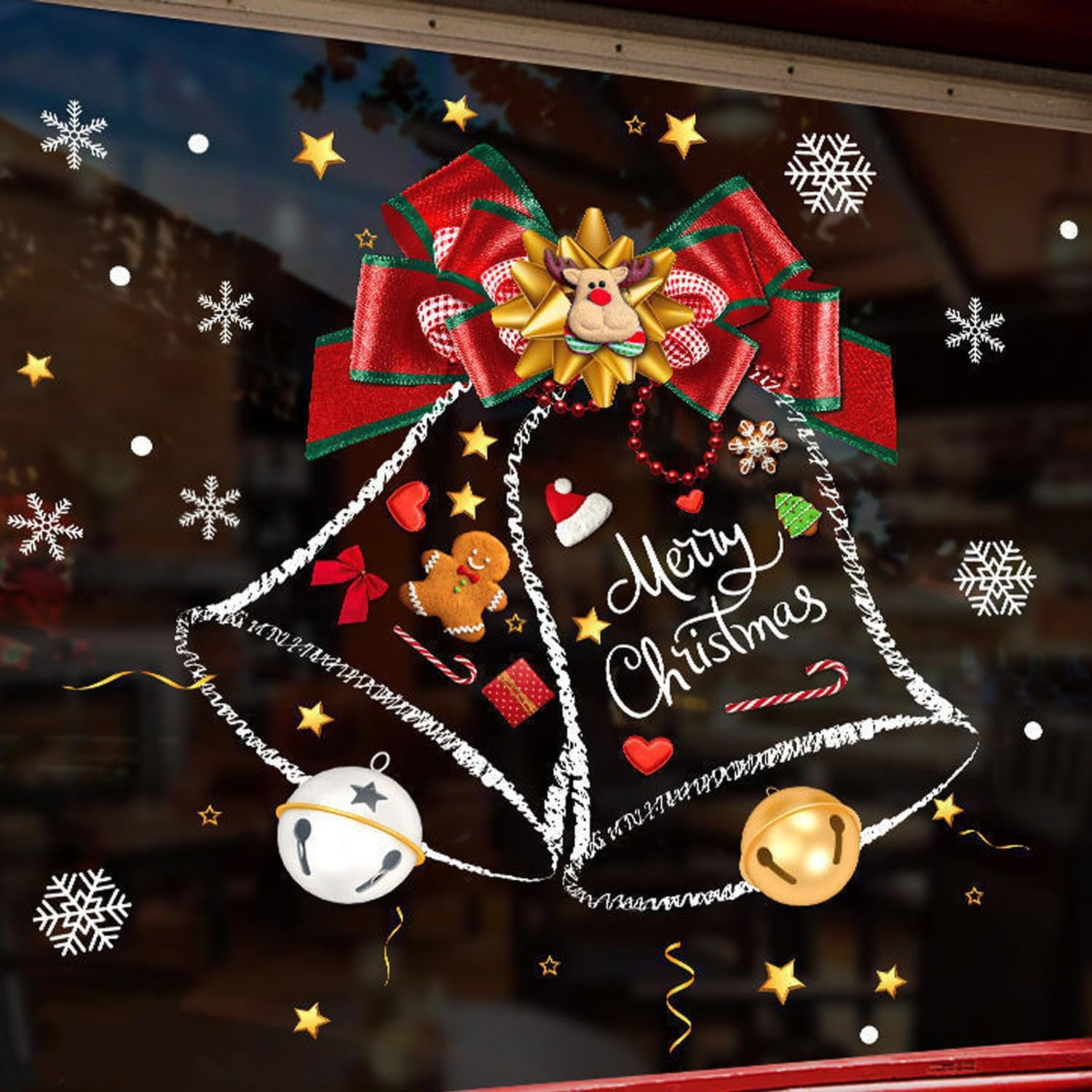 Christmas Window Clings Decorations Cartoon Merry Christmas Windows ...