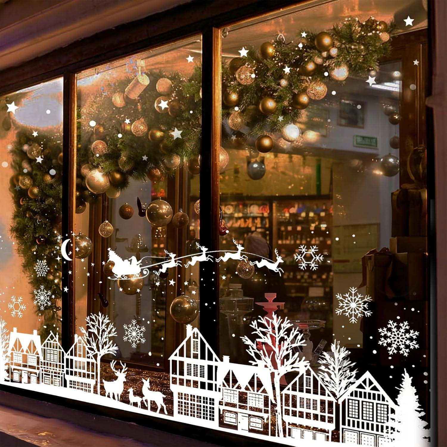 Christmas Window Clings Decorations: Large Winter House Decals Window ...