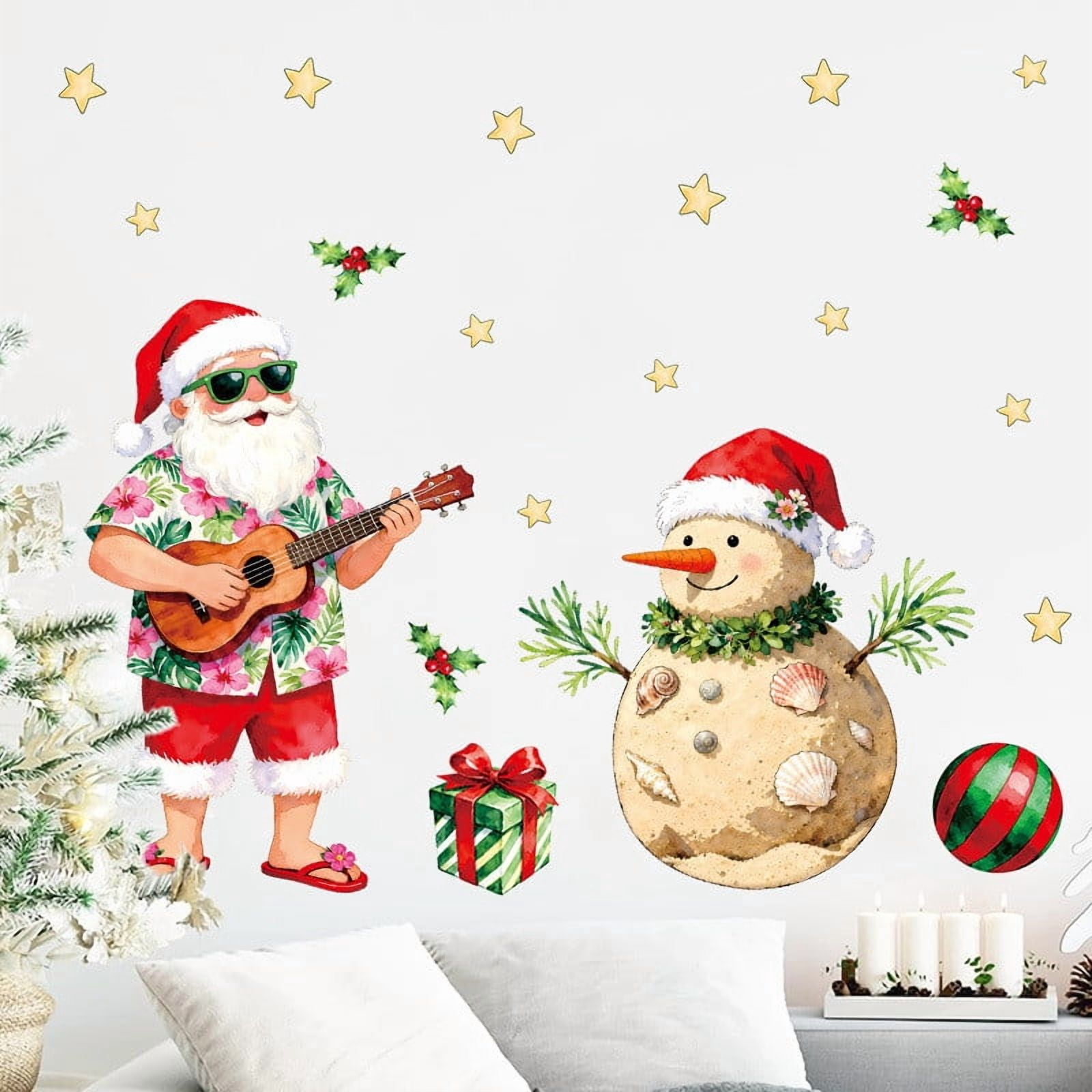 Christmas Window Clings Festive Christmas Glass Decals, 1 Sheet 12x36 ...
