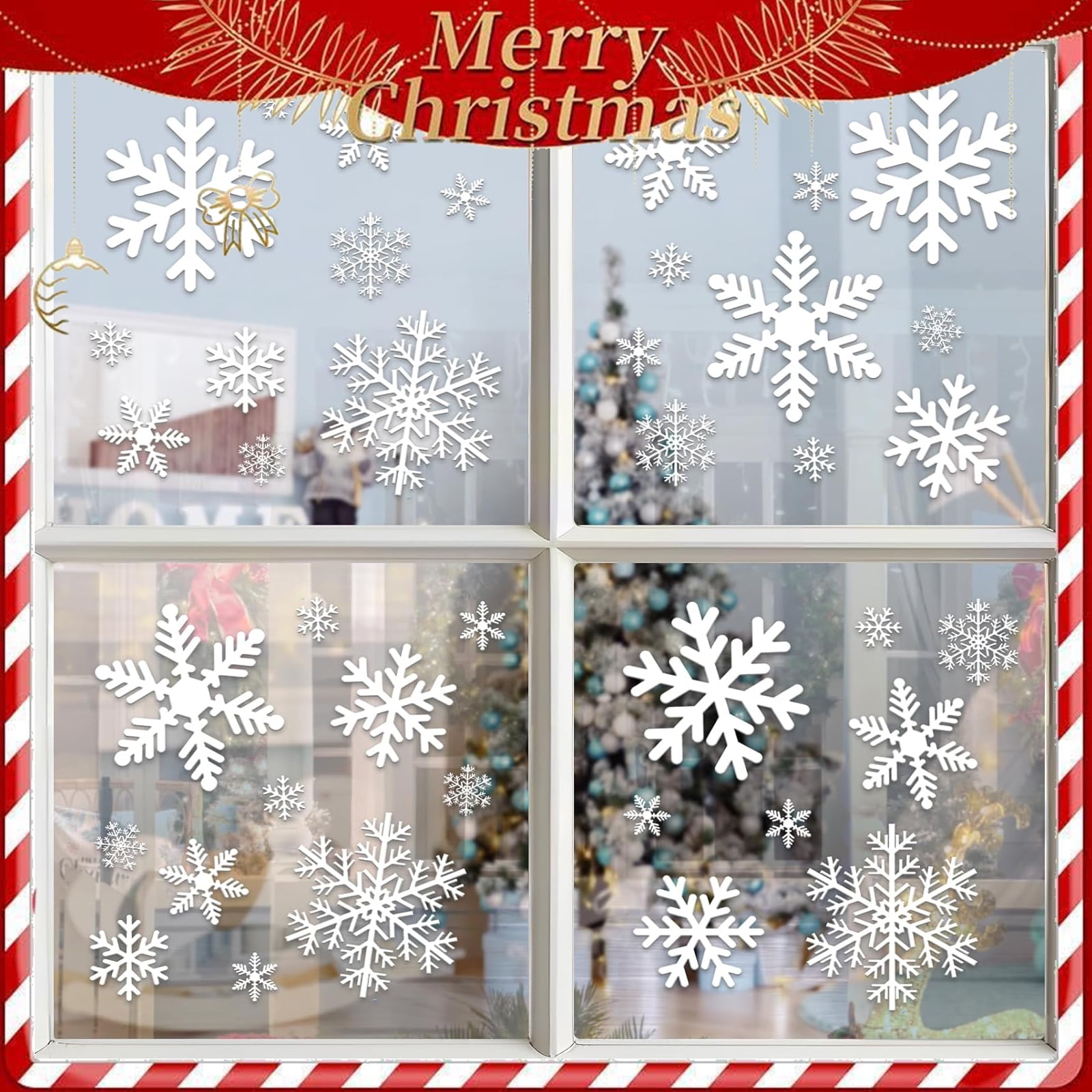 Christmas Window Clings for Glass Window - 8 Sheets Statics Snowflakes ...