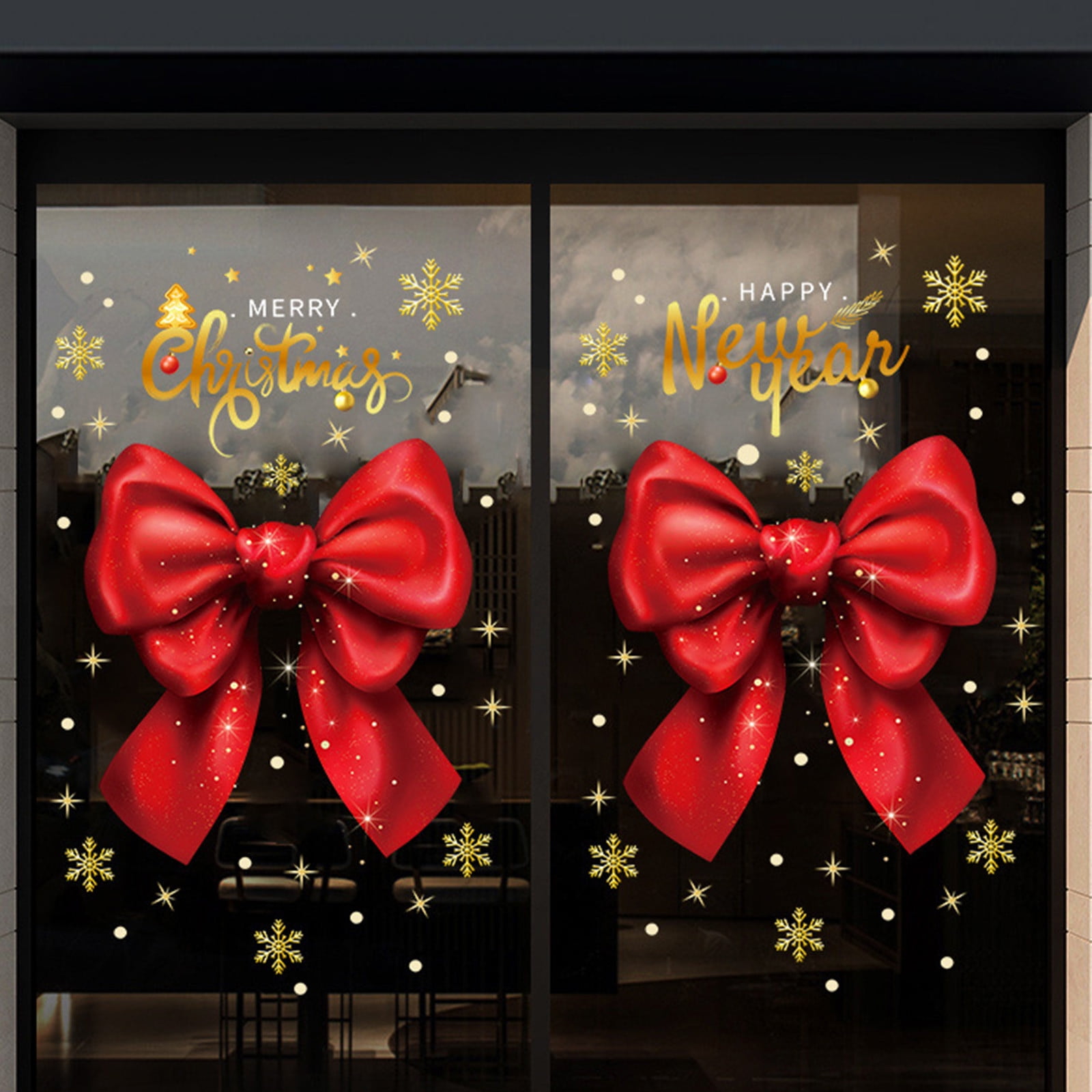Christmas Window Clings Stickers, 23 in Xmas Bow Cling Double Side ...
