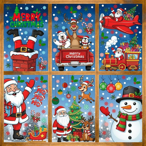 Christmas Window Clings Stickers | 350Pcs Christmas Clings Xmas Window ...