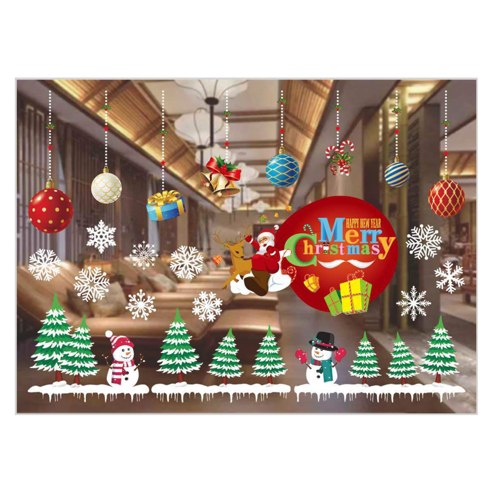 Christmas Window Clings, Xmas Window Stickers, Santa Snowman Reindeer ...