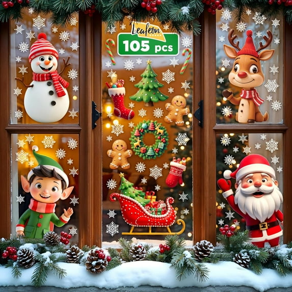 Christmas Window Clings for Glass Windows, Holiday Window Decals ...