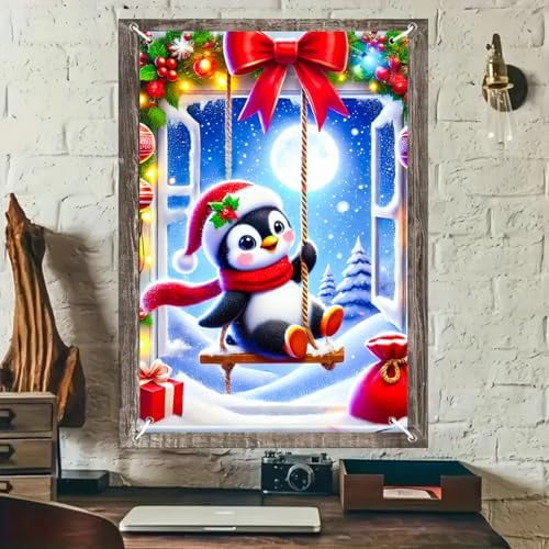 Christmas Window Cover Elf Holiday Window Banner 31x47 Inch Polyester ...