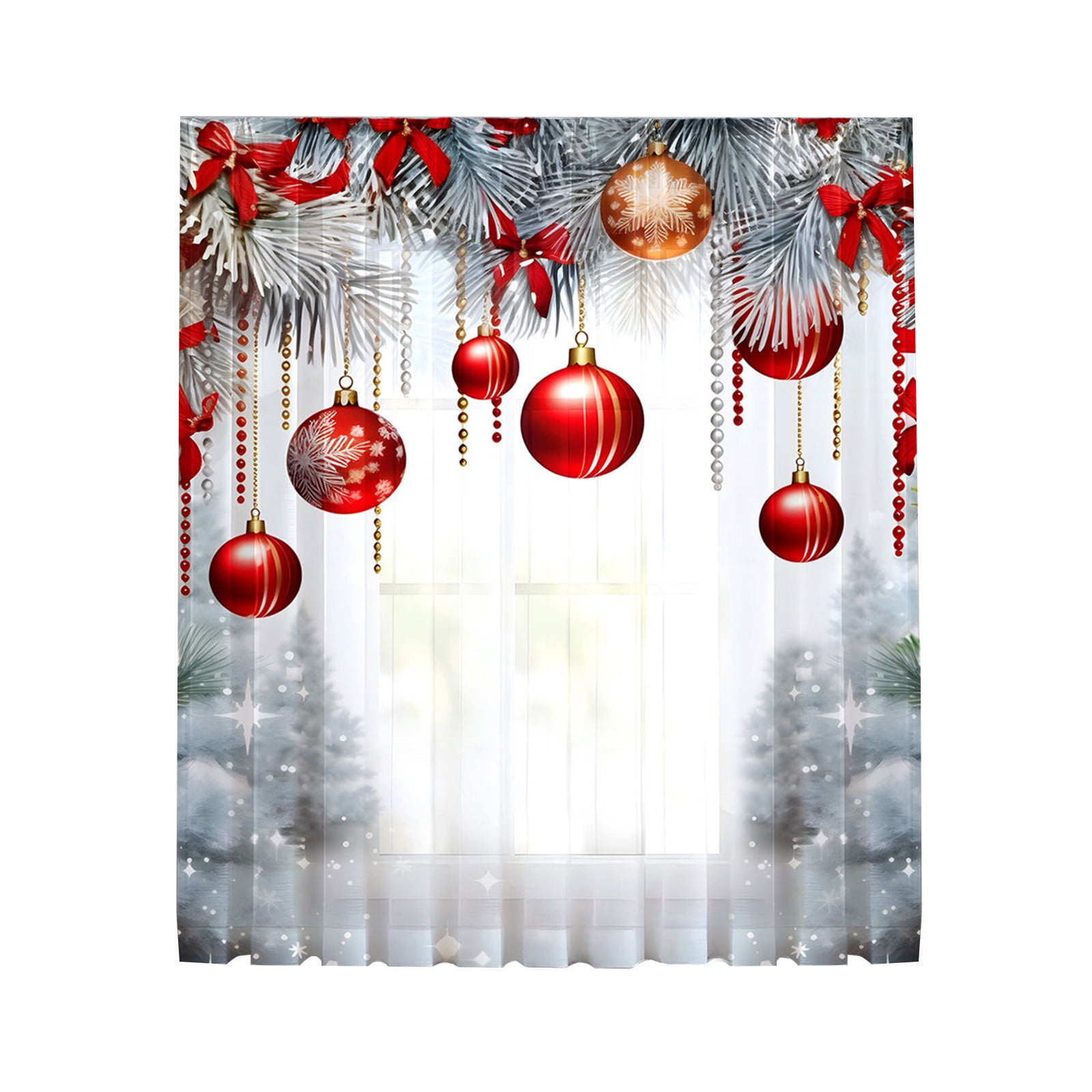 Christmas Window Curtain – 39x51inch Festive Drapery Panel, Soft ...