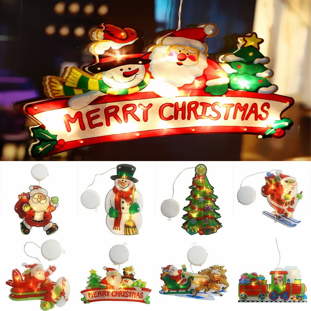 Walmart 10LED Christmas Lighted Window Decor - Santa Claus/Snowman/Xmas ...