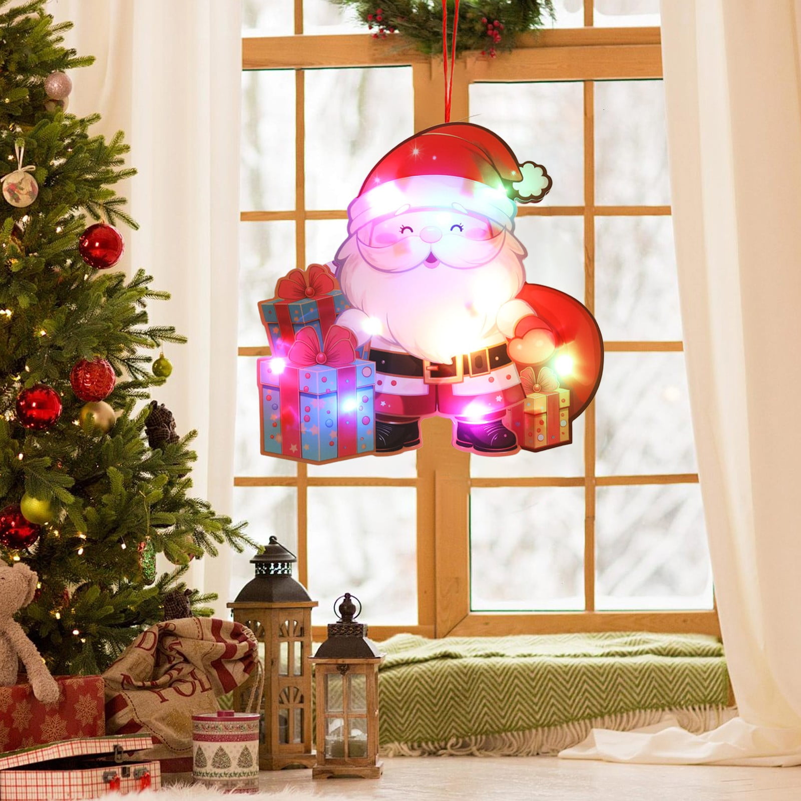 Christmas Window Decorations Lights Christmas Window Silhouette Lighted ...