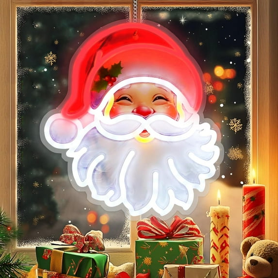 Christmas Window Decorations XIULINs, LED Santa Claus Acrylic Neon ...