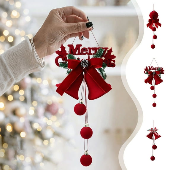 Christmas Window Flocking Pendant | Red Plastic Holiday Hanging Chime ...