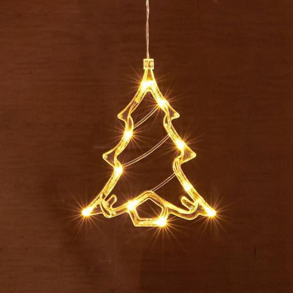 Christmas Window Hanging String Lights, Curtain Silhouette Warm White ...