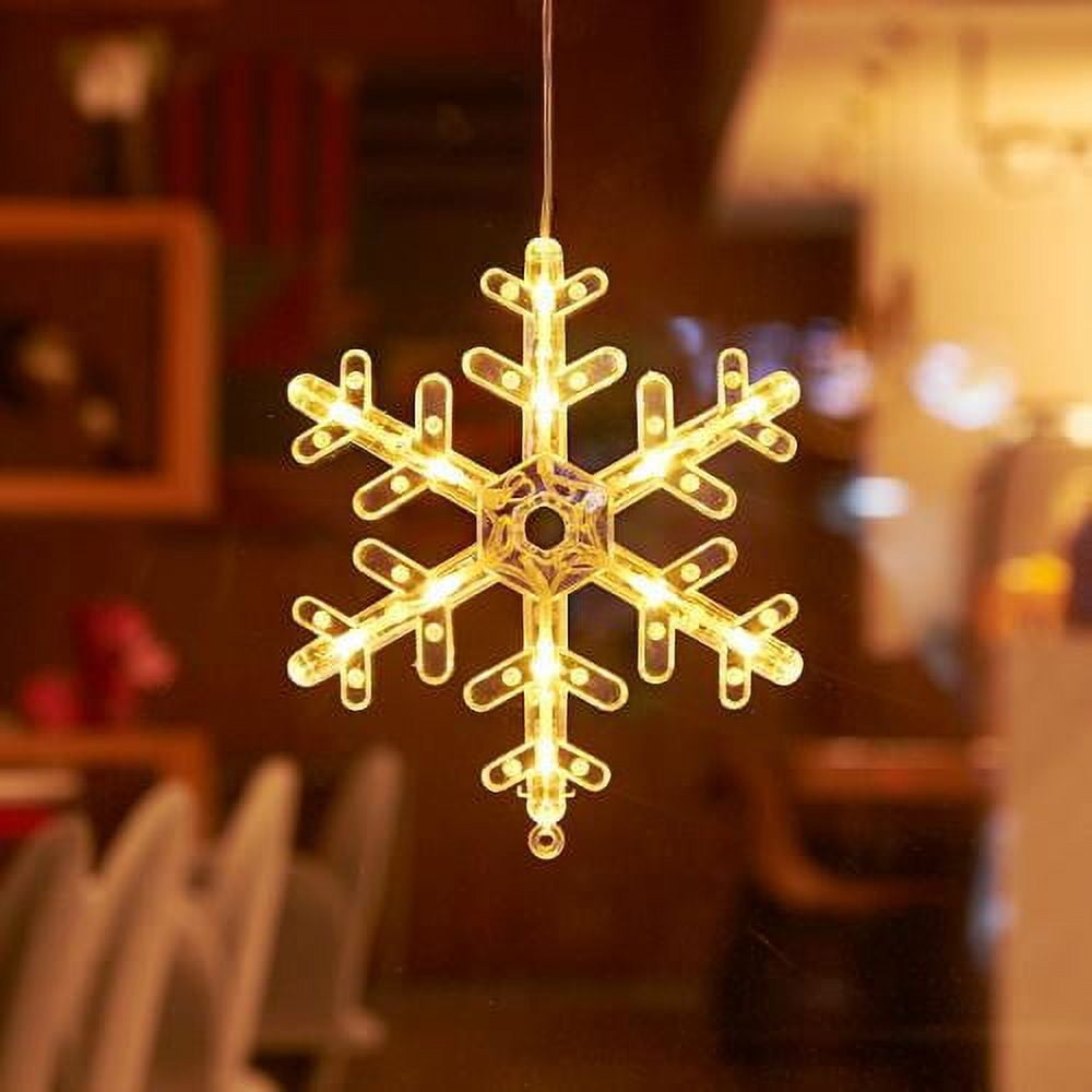 Christmas Window Hanging String Lights, Curtain Silhouette Warm White ...