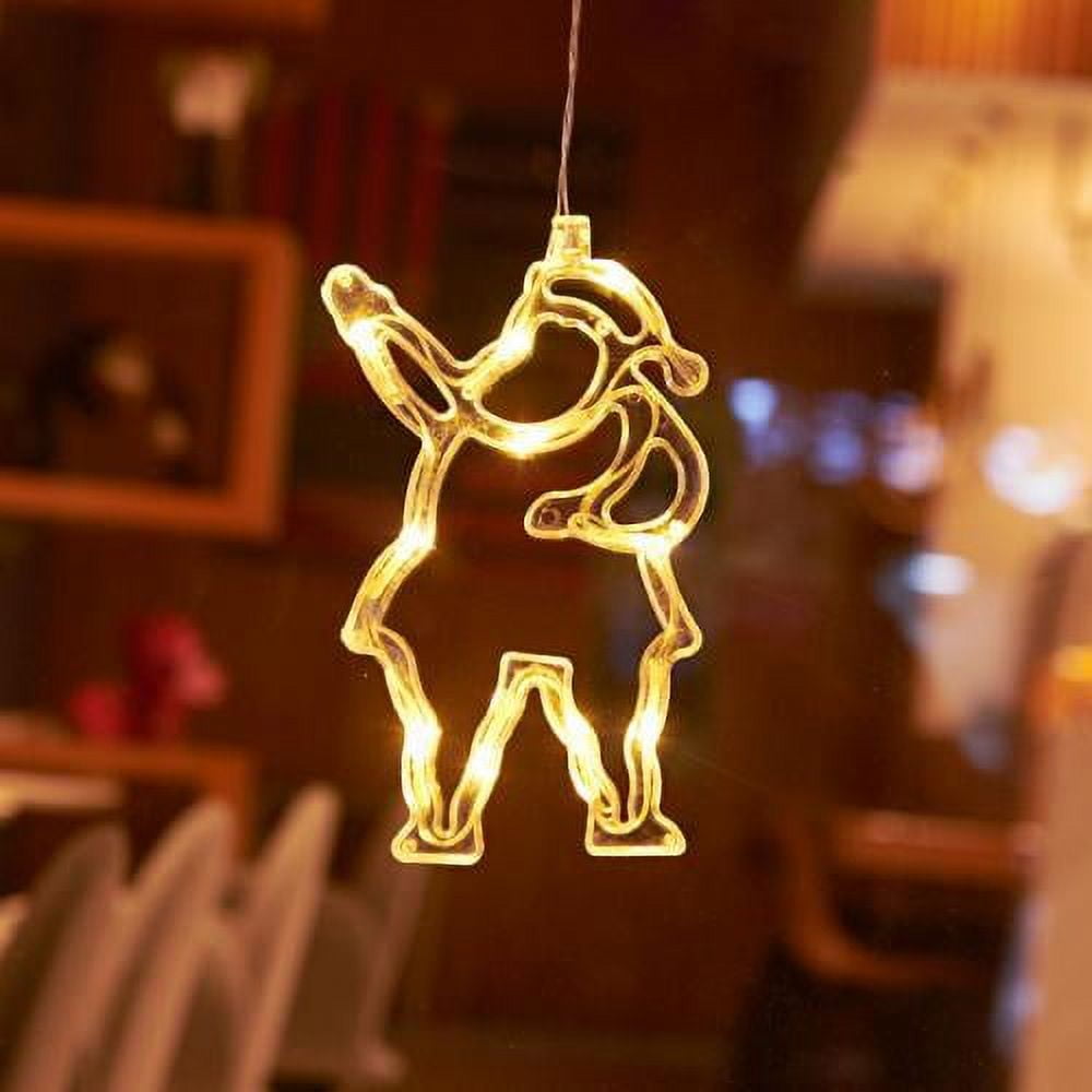 Christmas Window Hanging String Lights, Curtain Silhouette Warm White ...