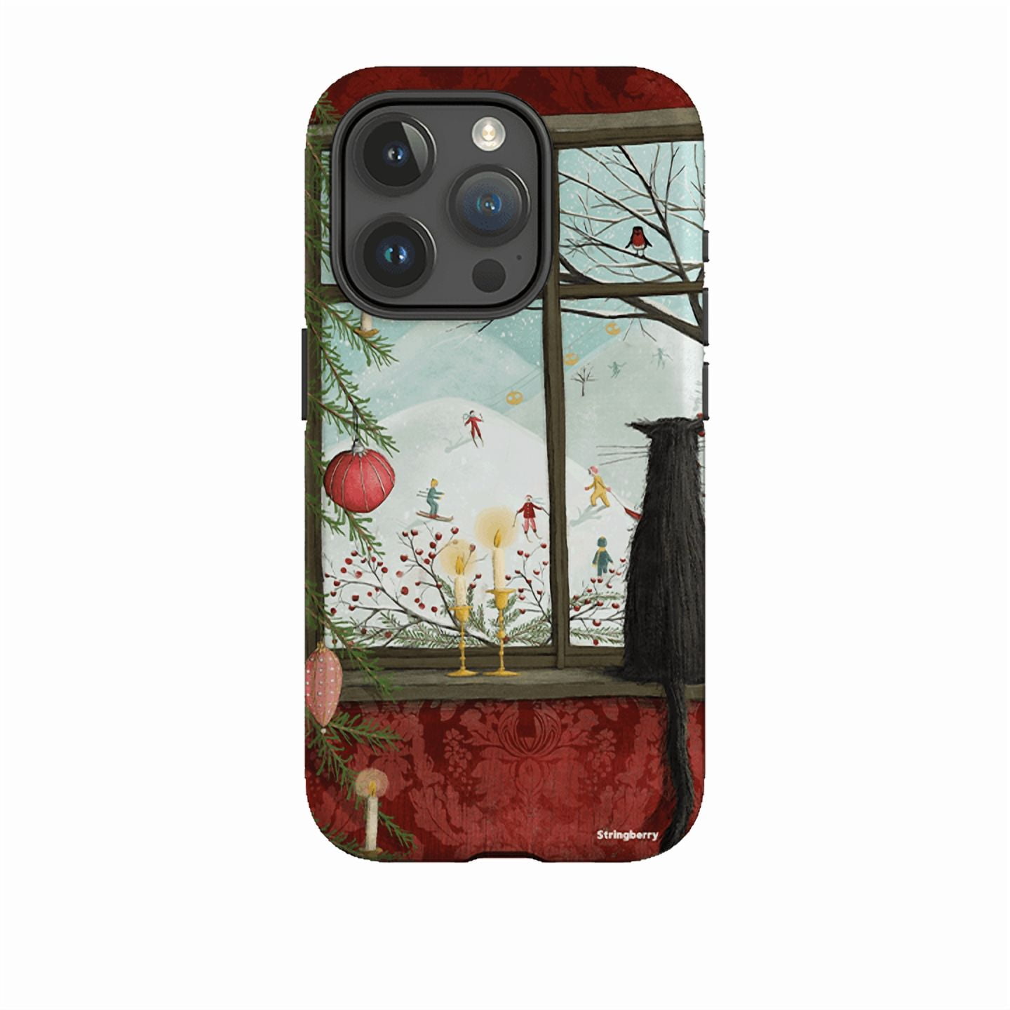 Christmas Window Holiday Scene Phone Case for iPhone 16 15 14 13 12 11 ...