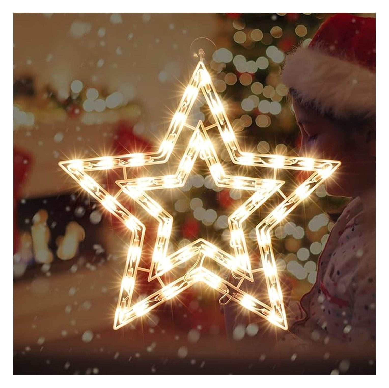 Christmas Window Lights - 50 Count Incandescent Star Decorations ...