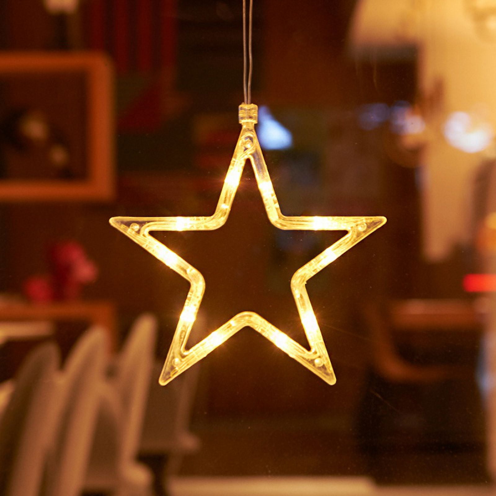 Christmas Window Lights Decorations, Battery Powered Hanging Warm White ...