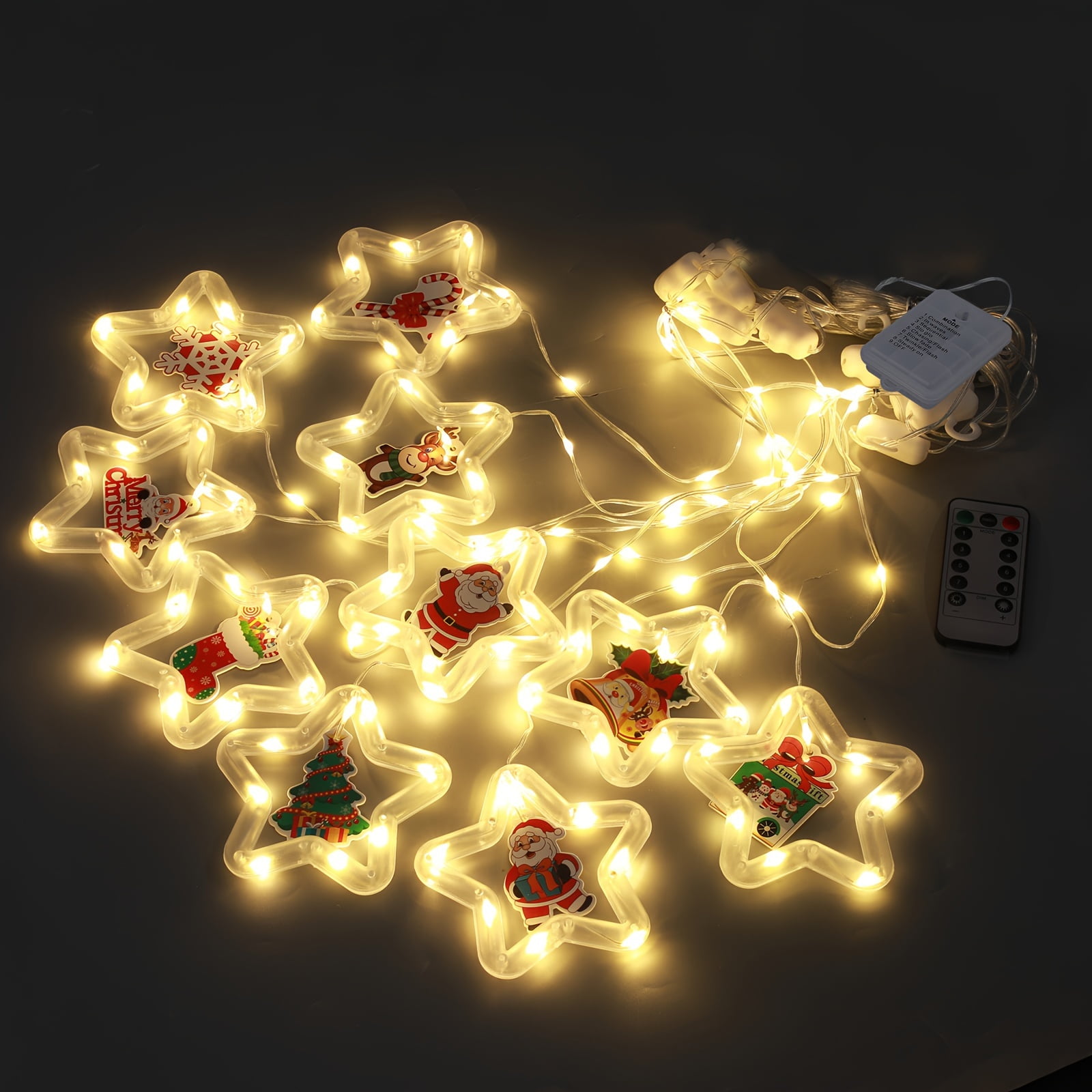 Christmas Window Lights LED Curtain Lights,3M 8 Modes String Lights ...
